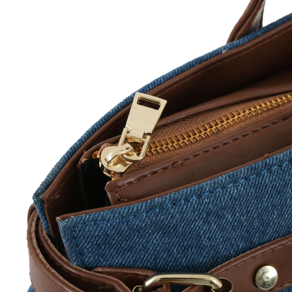 Denim Luxury Blue and Tan Tote – Fortenza